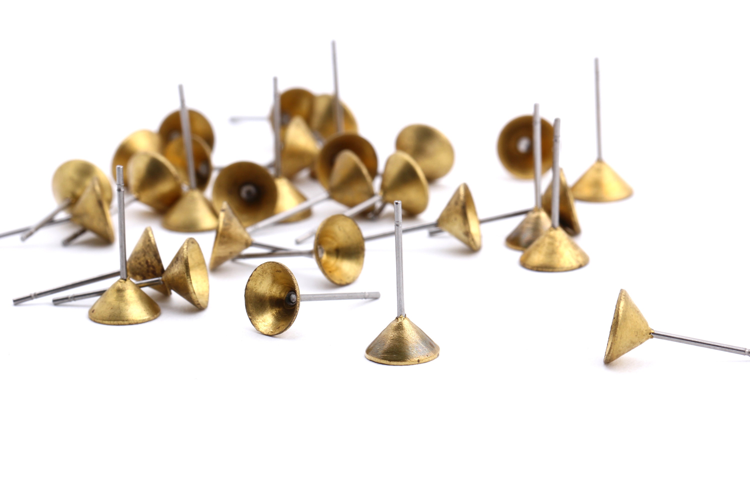 50 Pcs Raw Brass Earring Post Stainless Steel Earring Posts | Etsy