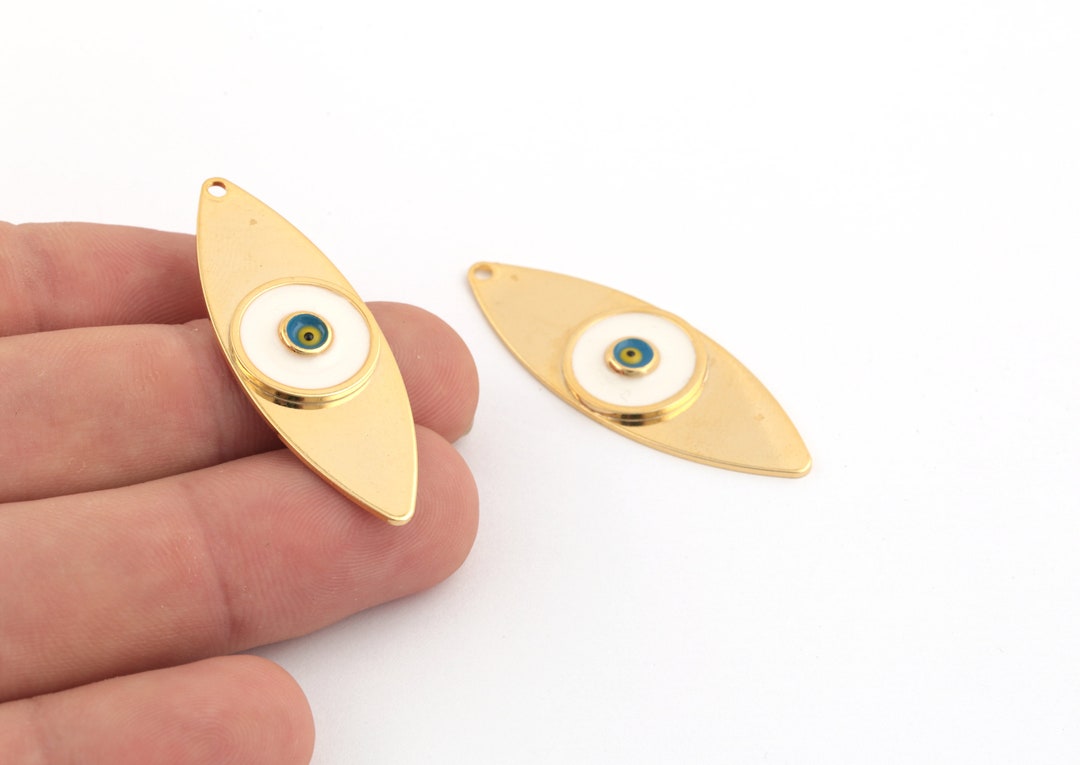 24k Shiny Gold Plated Evil Eye Medallion , Eye Necklace, Evil Eye ...
