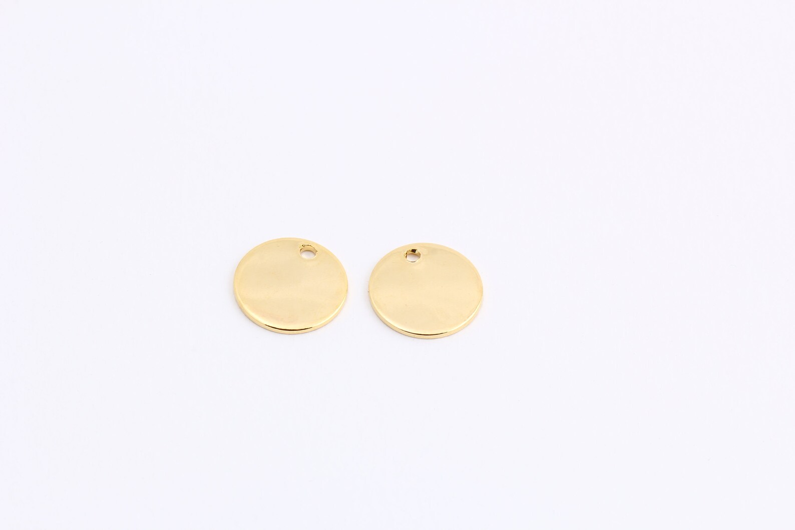 12 Pcs 12mm 24k Gold Plated Round Charms , Round Disc - Gold Plated ...