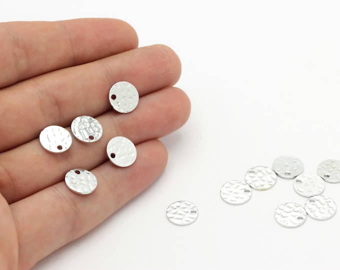 12 Pcs 10mm Silver Plated Round Charms Round Disc Silver | Etsy