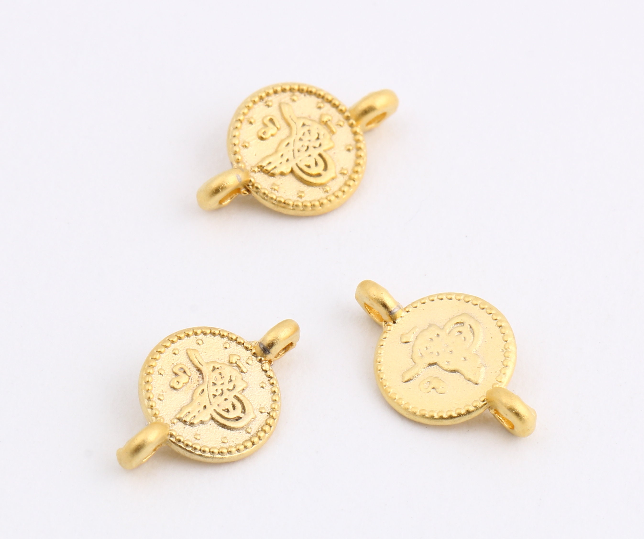 10 Pcs 7.5mm 24k Matt Gold Plated Ottoman Signature Coins two - Etsy