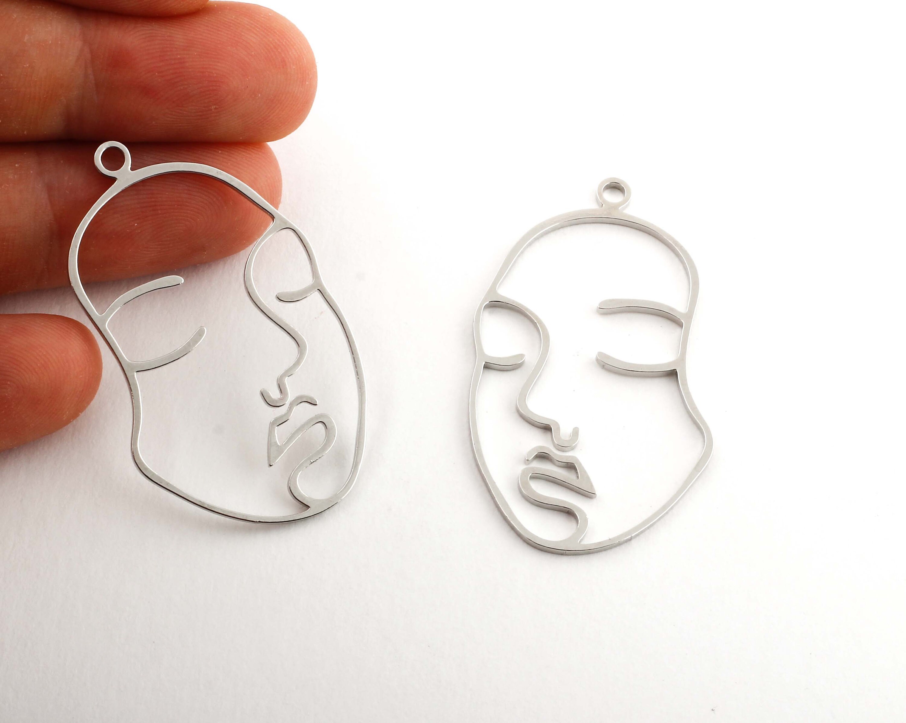 Silver Plated Face Charm Brass Face Shape Charms With 1 Loop | Etsy