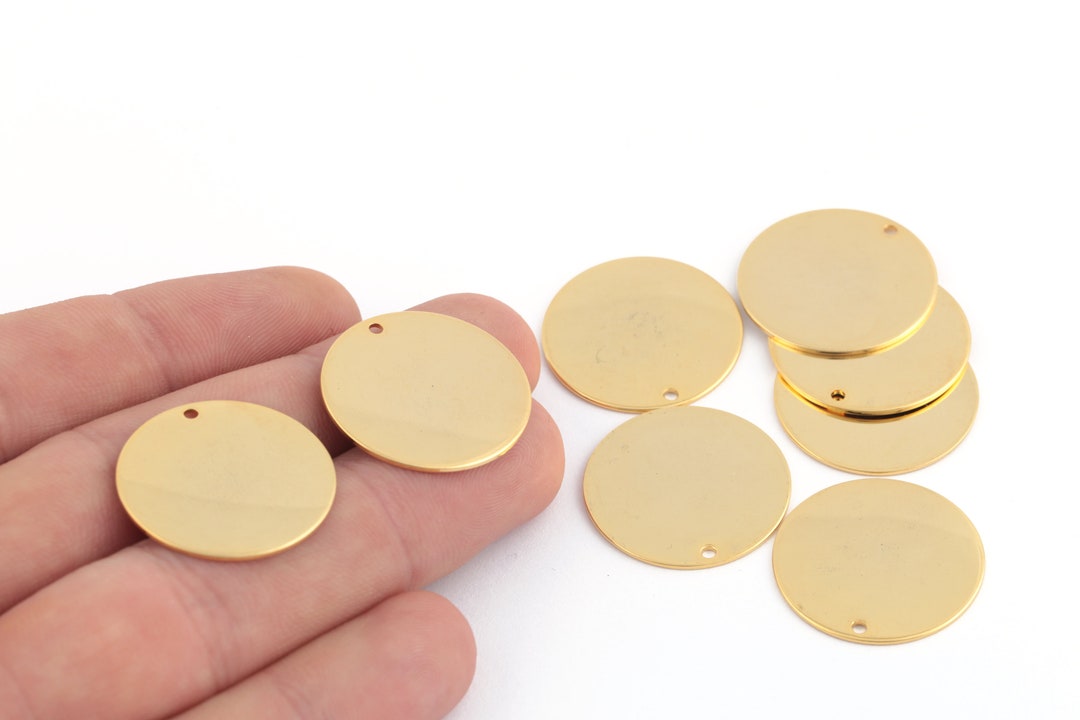 25mm 24k Shiny Gold Plated Round Disc, Circle Disk, Round Disc Pendant ...
