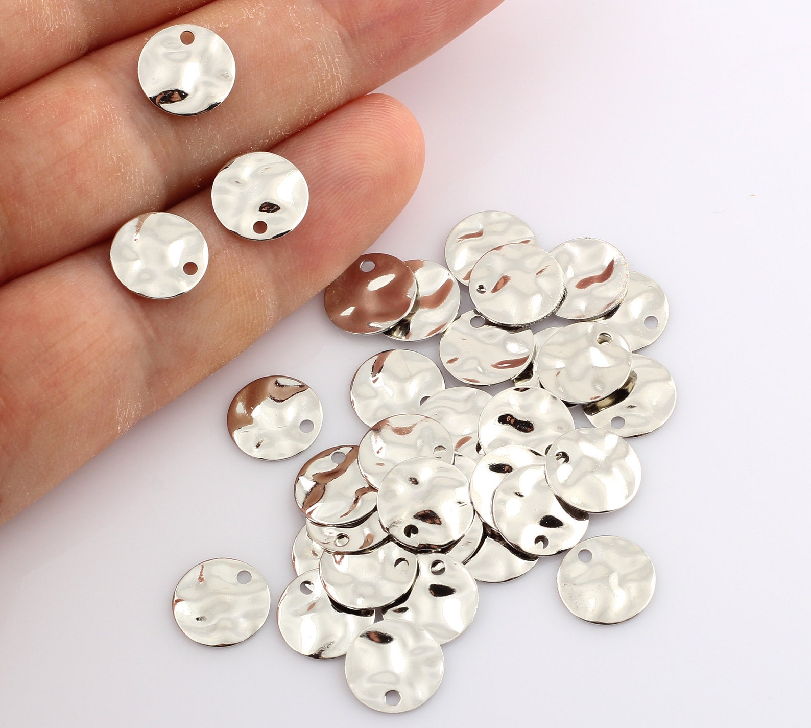10mm, Silver Plated Round Charms, Round Disc, Silver Plated Stamping ...