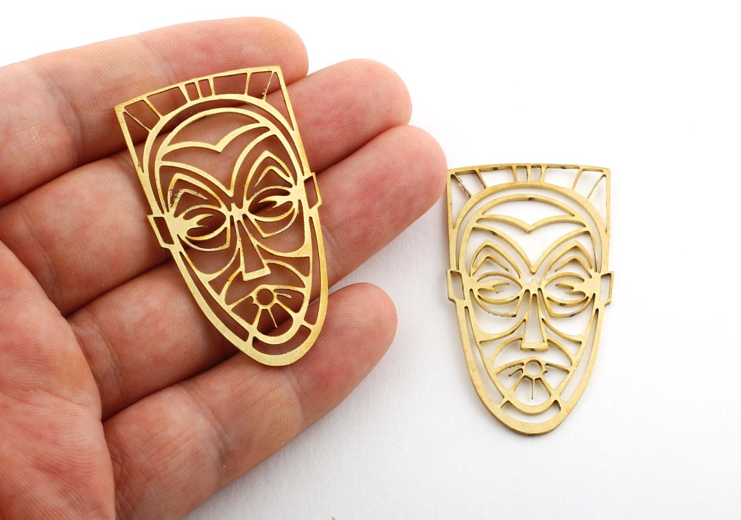 Brass Face Charm, Raw Brass Face Shape Charms, Pendant, Findings, Face ...