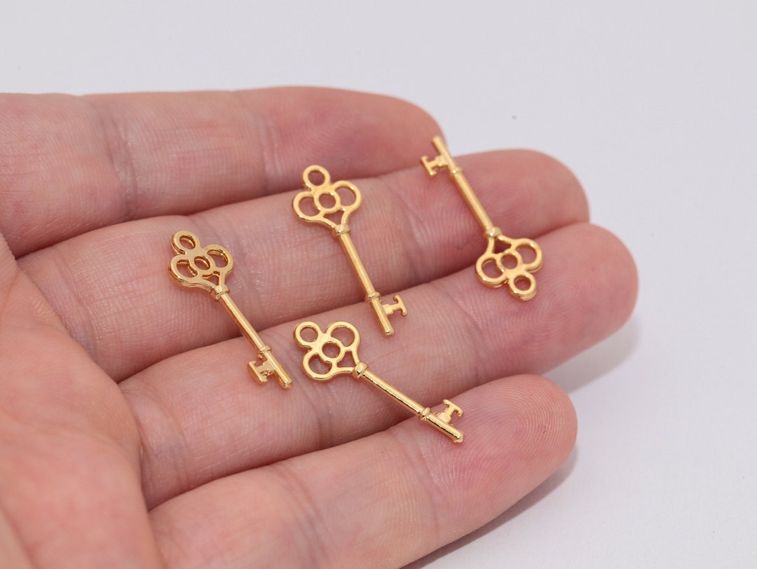 Key Pendant, 24k Shiny Gold Plated Key Charms , Key Pendant , Gold ...