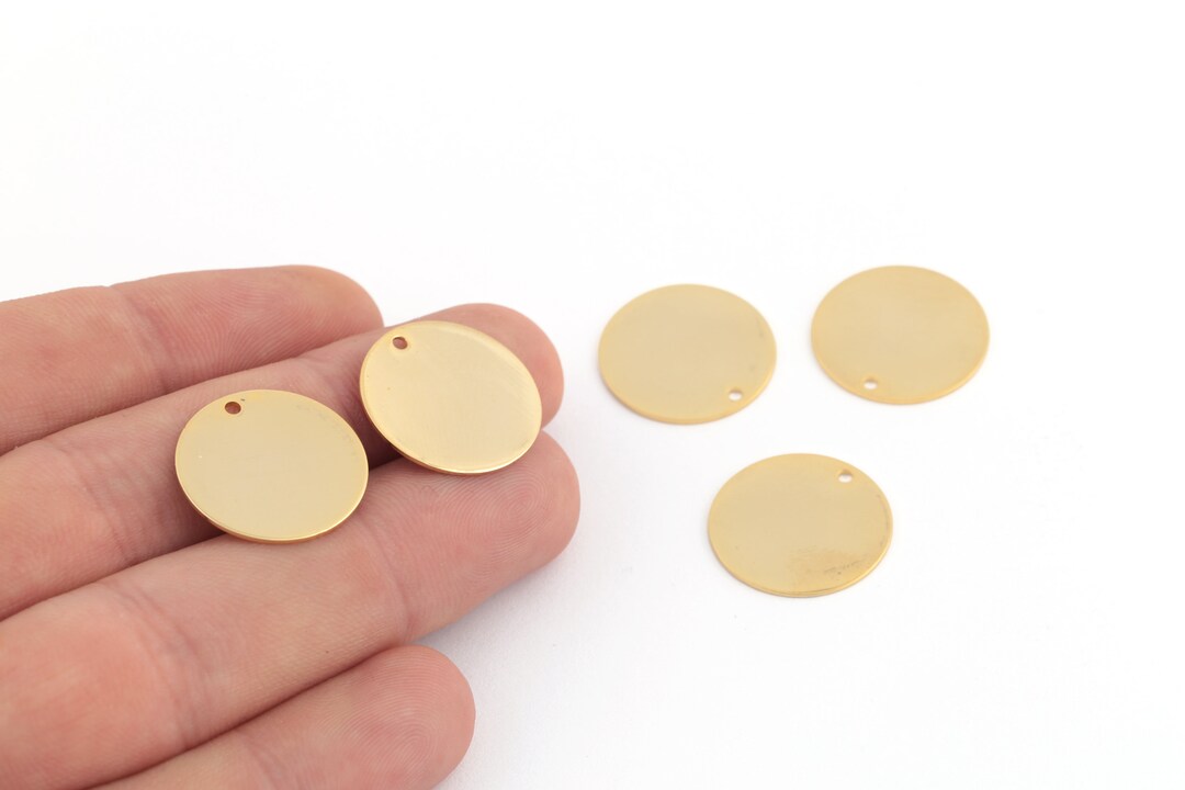 20mm 24k Shiny Gold Plated Round Disc, Circle Disk, Round Disc Pendant ...