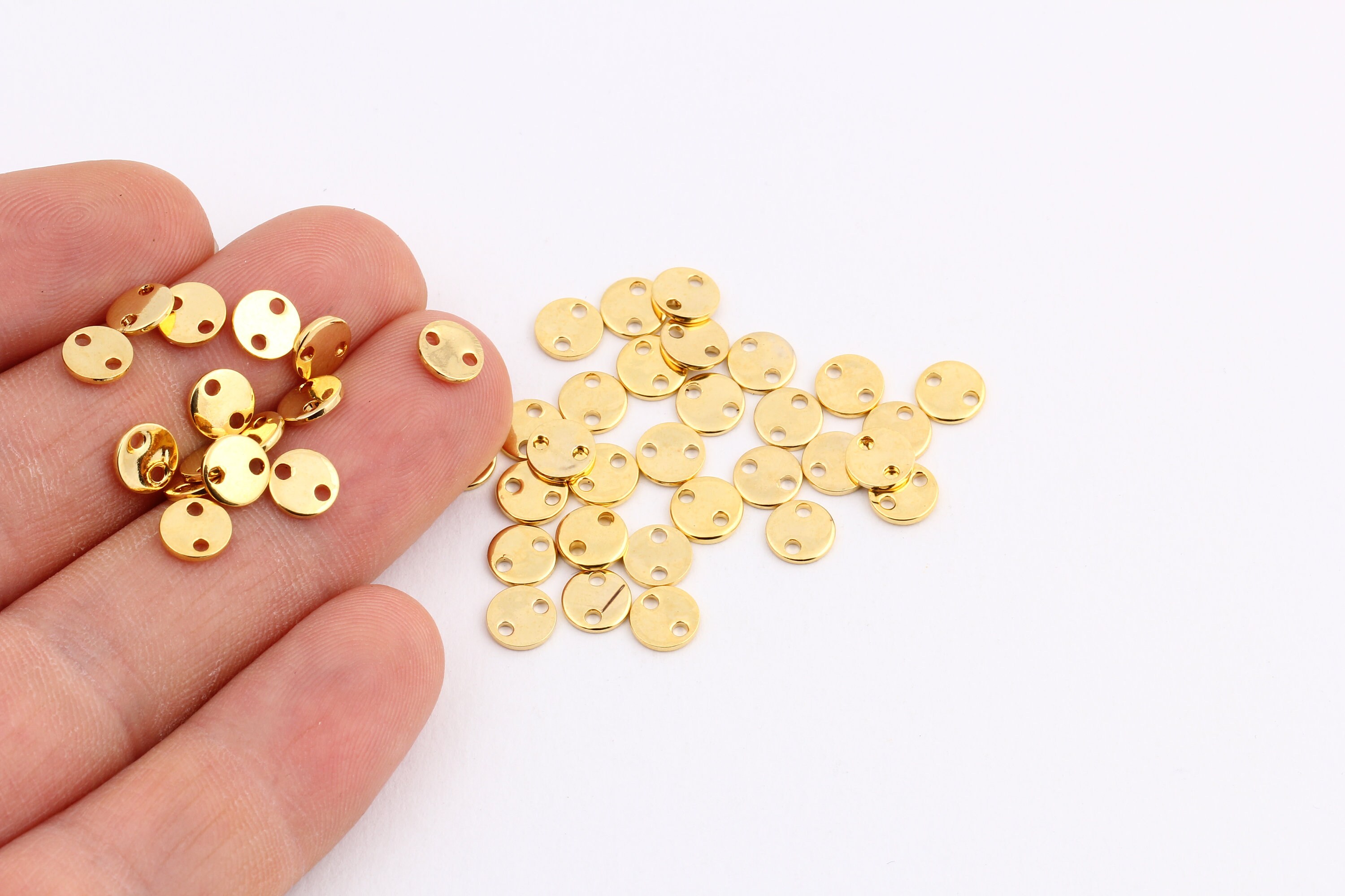 10 Pcs Gold Disc,6mm 24k Shiny Gold Disc, Stamped Disc, Coins, Two ...