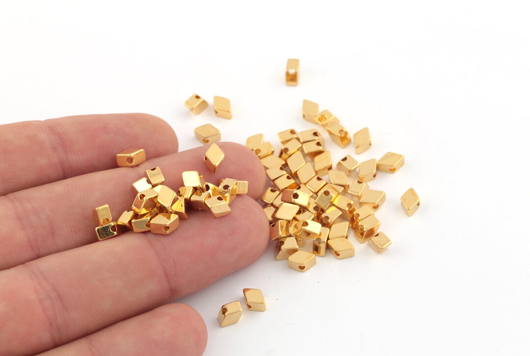 6 Pcs 24k Shiny Gold Plated Triangle Beads , Spacer Beads , Necklace ...