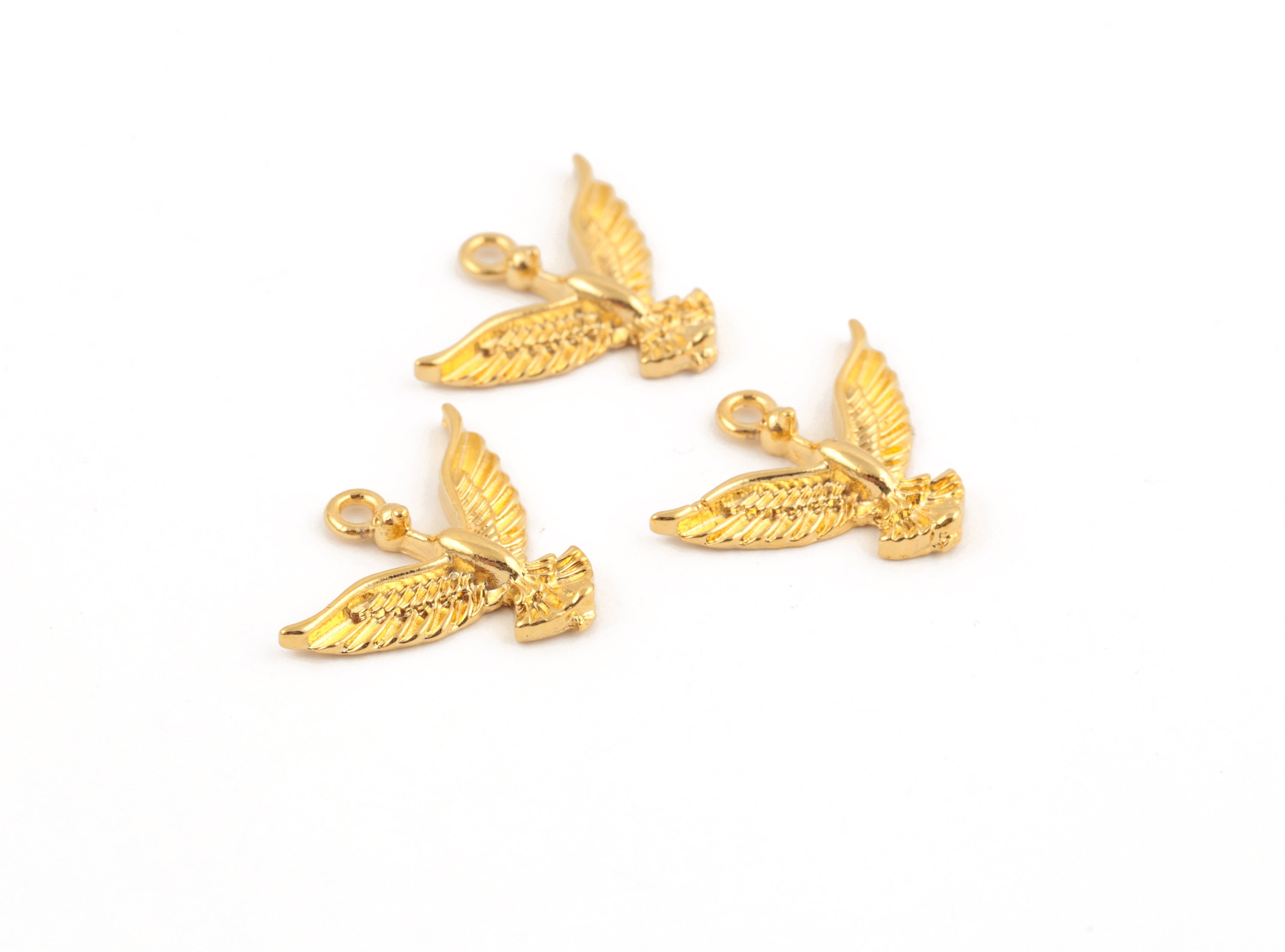 20x23mm 24k Shiny Gold Plated Bird Charms, Gold Plated Bird Necklace ...