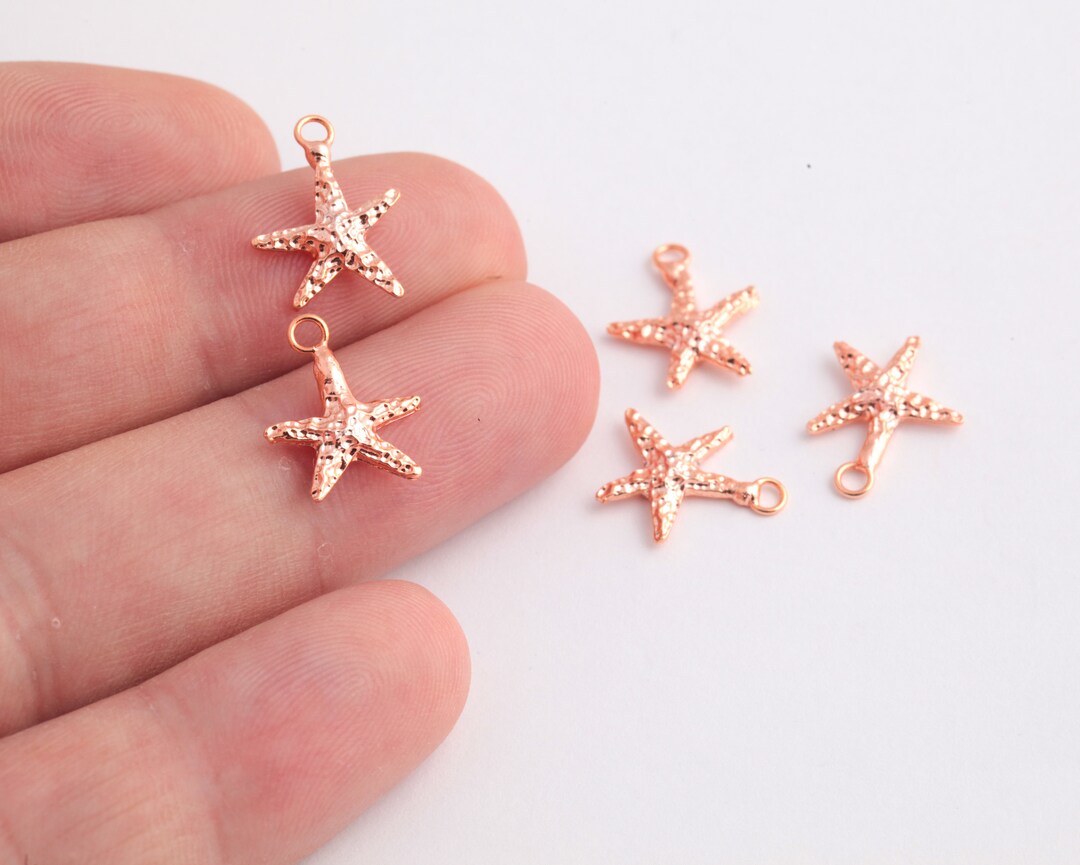 12x13 Mm Rose Gold Plated Star , Sea Star , Necklace Pendant ,rose Gold ...