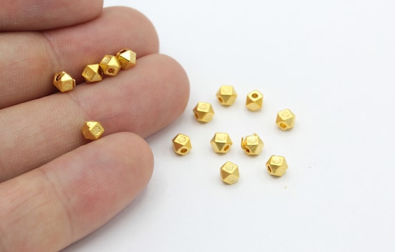 25 Pcs 24k Matt Gold Beads Triangle Gold Charm Spacer Beads | Etsy
