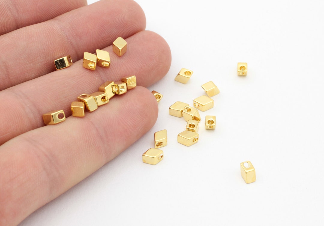 6 Pcs 24k Shiny Gold Triangle, Gold Charm, Spacer Beads ,mini Triangle ...