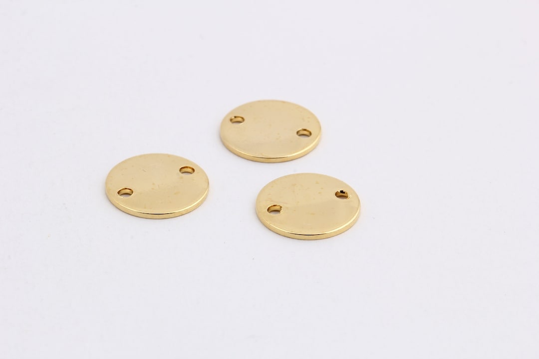 Gold Disc,12mm 24k Shiny Gold Disc, Stamped Disc, Coins, Two Holes Disc ...