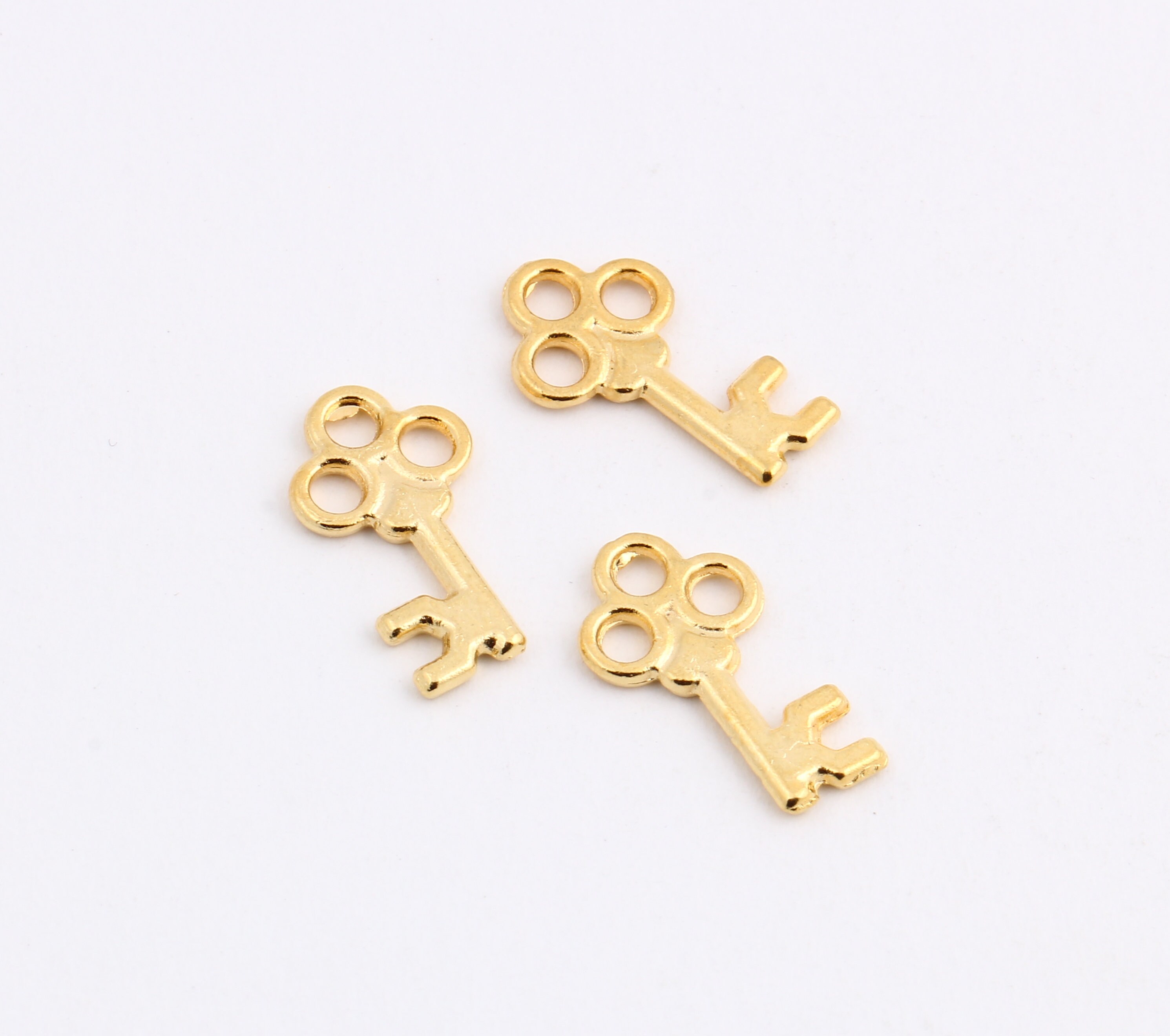 Gold Tiny Key 10 Pcs 24k Shiny Gold Plated Key Charms Key - Etsy