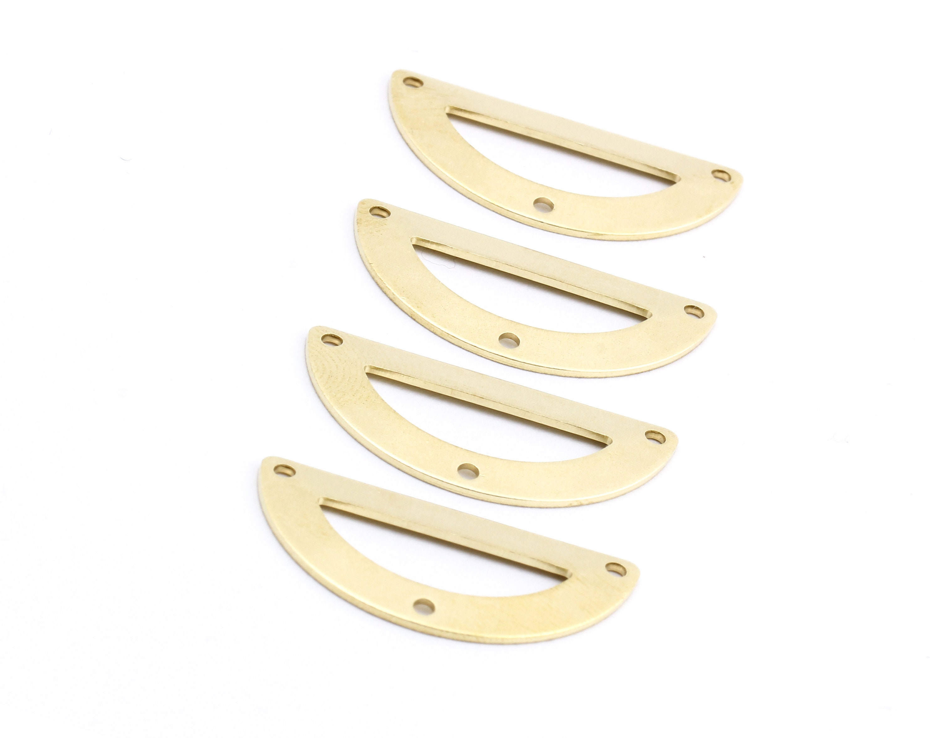 Half Moon Charm, 12 Raw Brass Semi Circle Blanks With 2 Holes 1,5x30 Mm ...