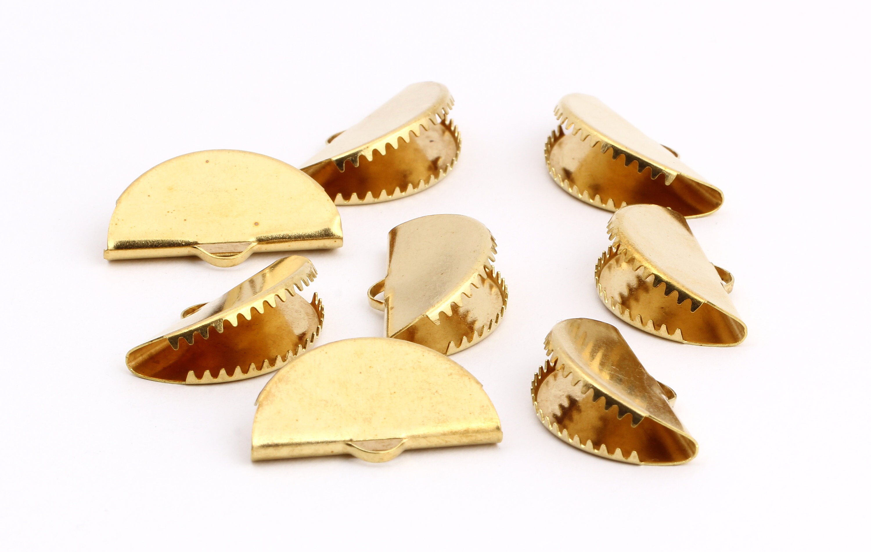 6 Pcs Raw Brass Ribbon Crimp Cord End End Clasp 30 Mm - Etsy