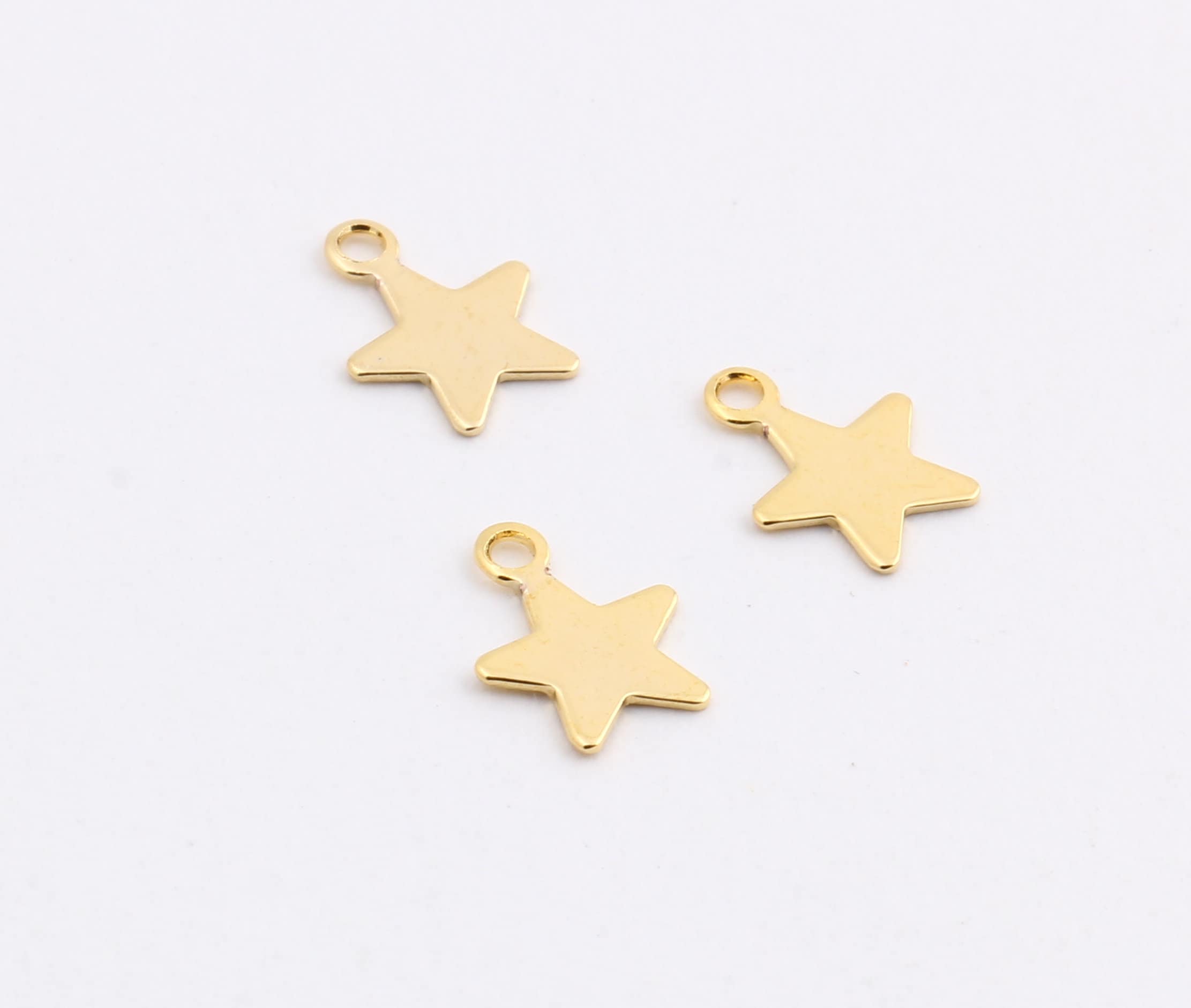 9mm 24k Shiny Gold Star Charms Star Bracelet Star Charms | Etsy