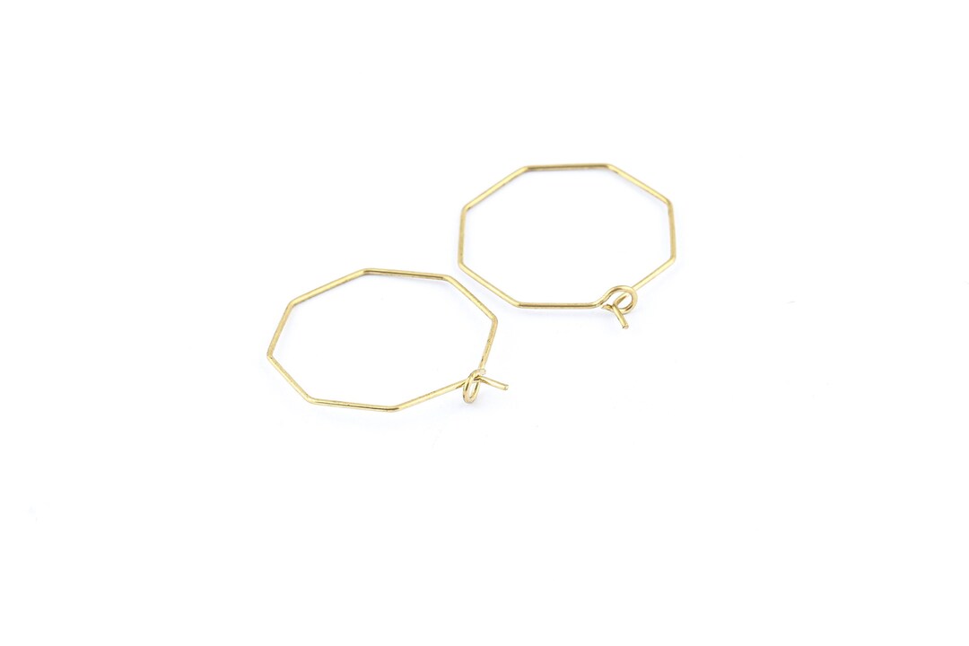 25mm Brass Octagon Hoop Earrings, Earrings Wires, Brass Geometric Hoop ...