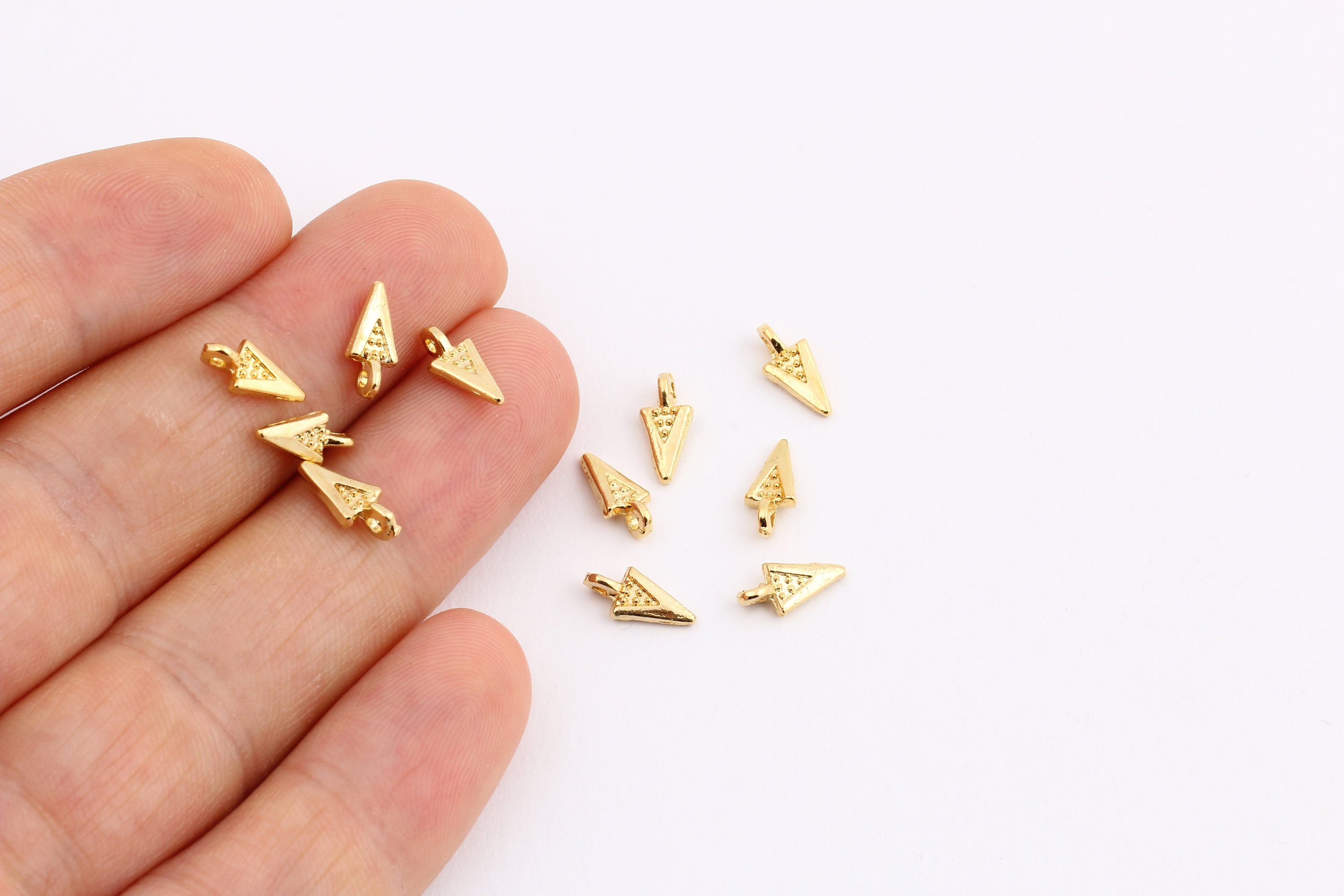Gold Triangle Charms 10 Pcs Triangle 24k Gold Plated - Etsy
