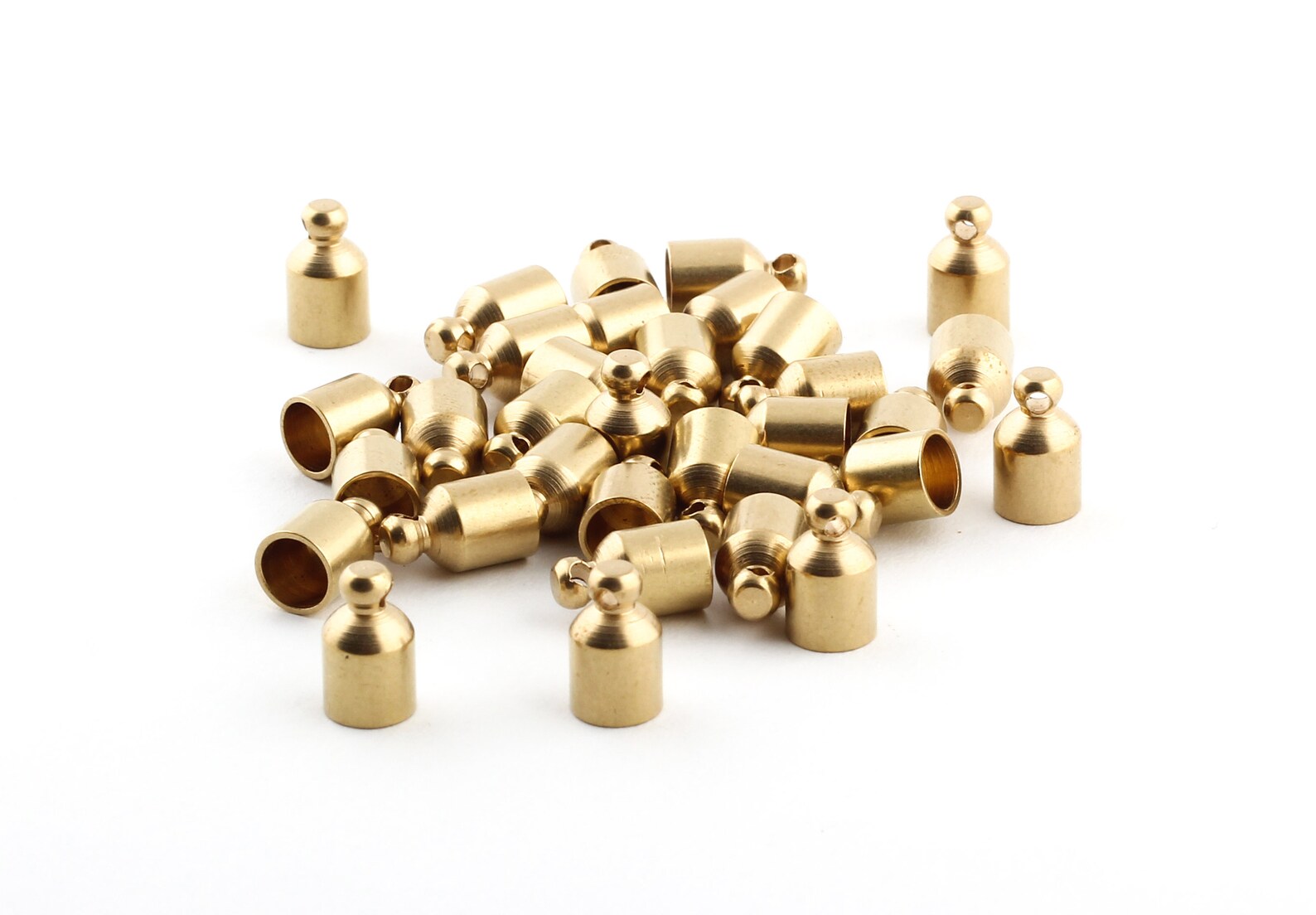 12 Pcs 6x10mm Raw Brass End Cap , Solid Brass End Cap , Cord End , Tube ...