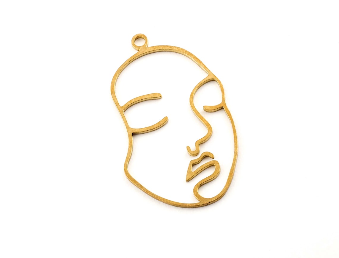 Brass Face Charm Raw Brass Face Shape Charms With 1 Loop - Etsy