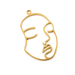 Brass Face Charm, Raw Brass Face Shape Charms With 1 Loop, Pendant ...