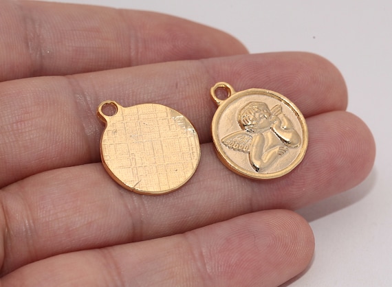 24k Shine Gold Plated Medallion Angel Medallion Pendant - Etsy Hong Kong