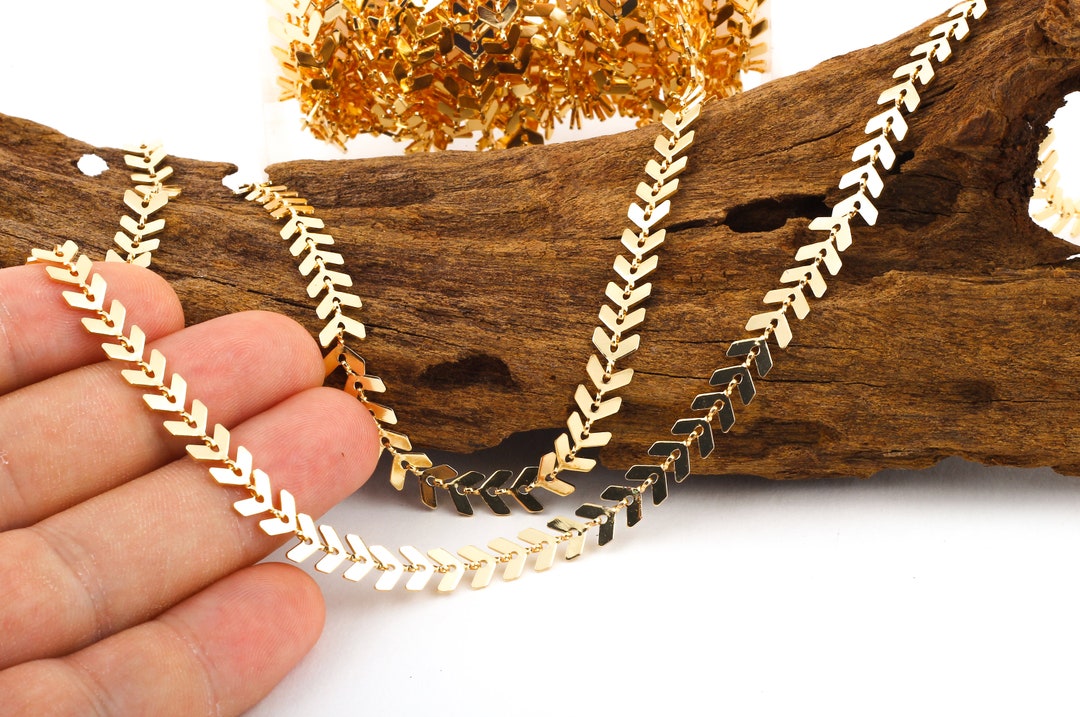 3,3 Feet 6mm Gold Tone Gold Arrow Chains , Chevron Chains, Gold Chains ...
