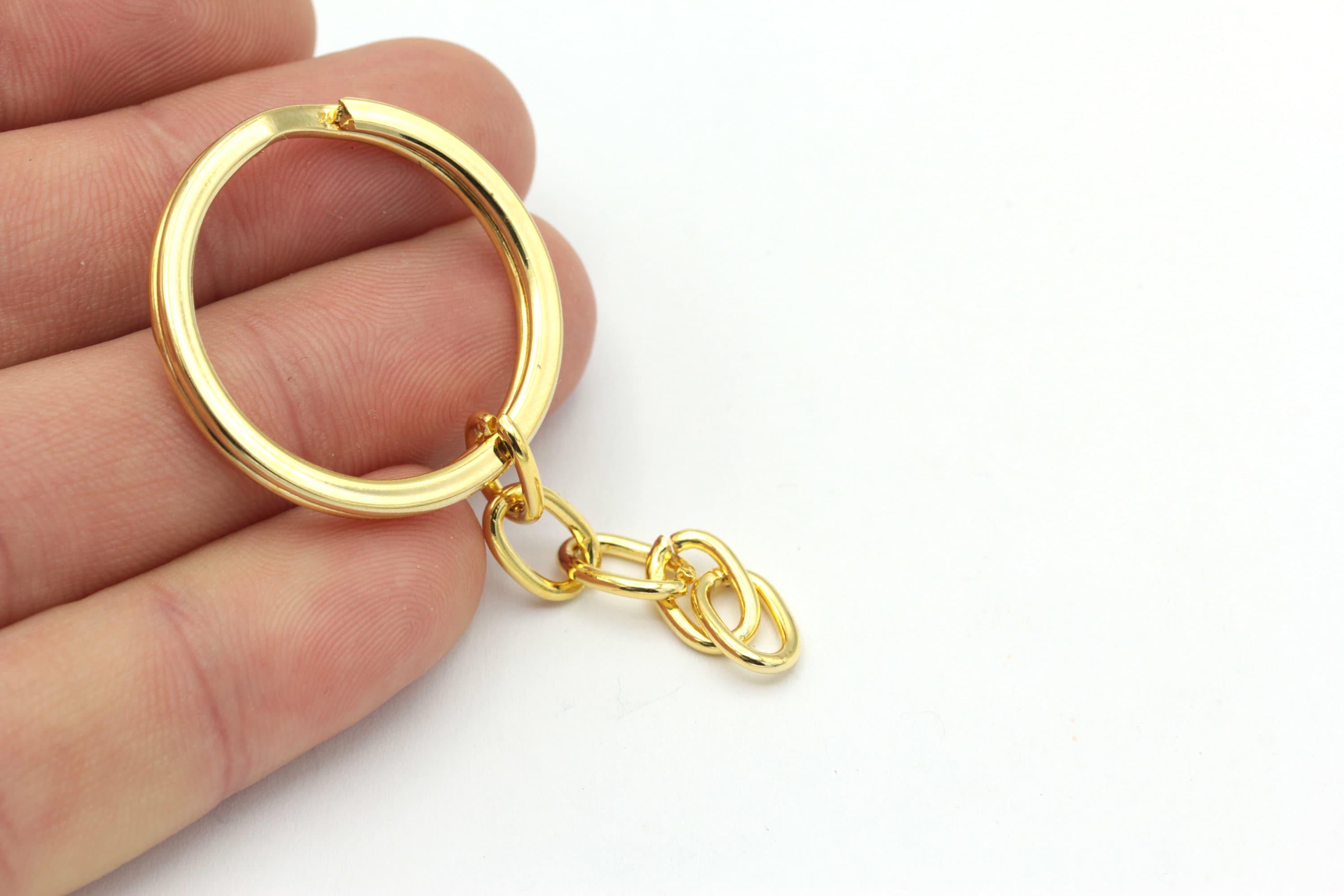 1 Pcs 30mm 24k Shiny Gold Plated Key Chain, Chain Extension Keychain ...