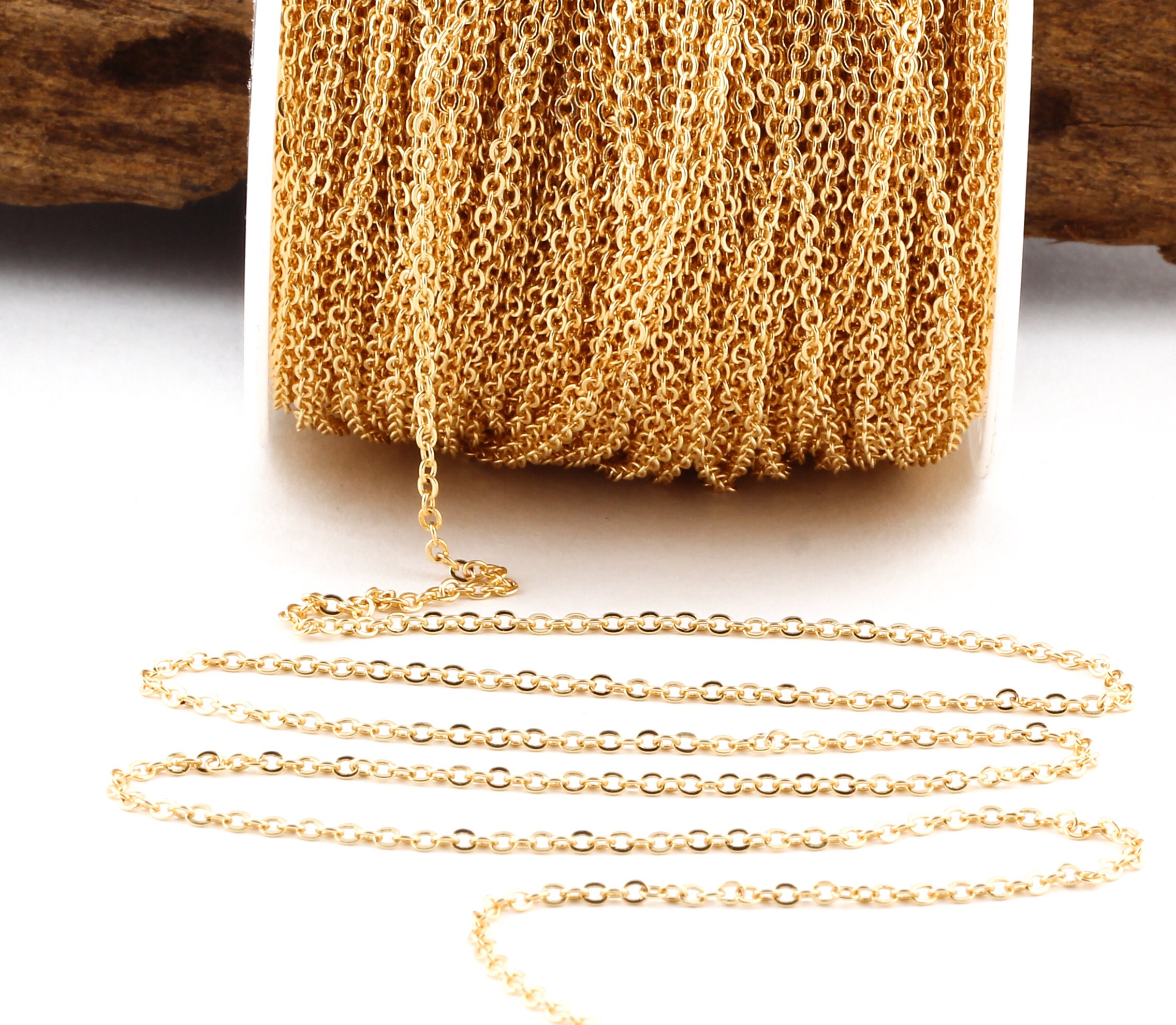 5 Mt Gold Plated Soldered Chain 1,5x2mm , Tiny Soldered Chain , Tiny ...