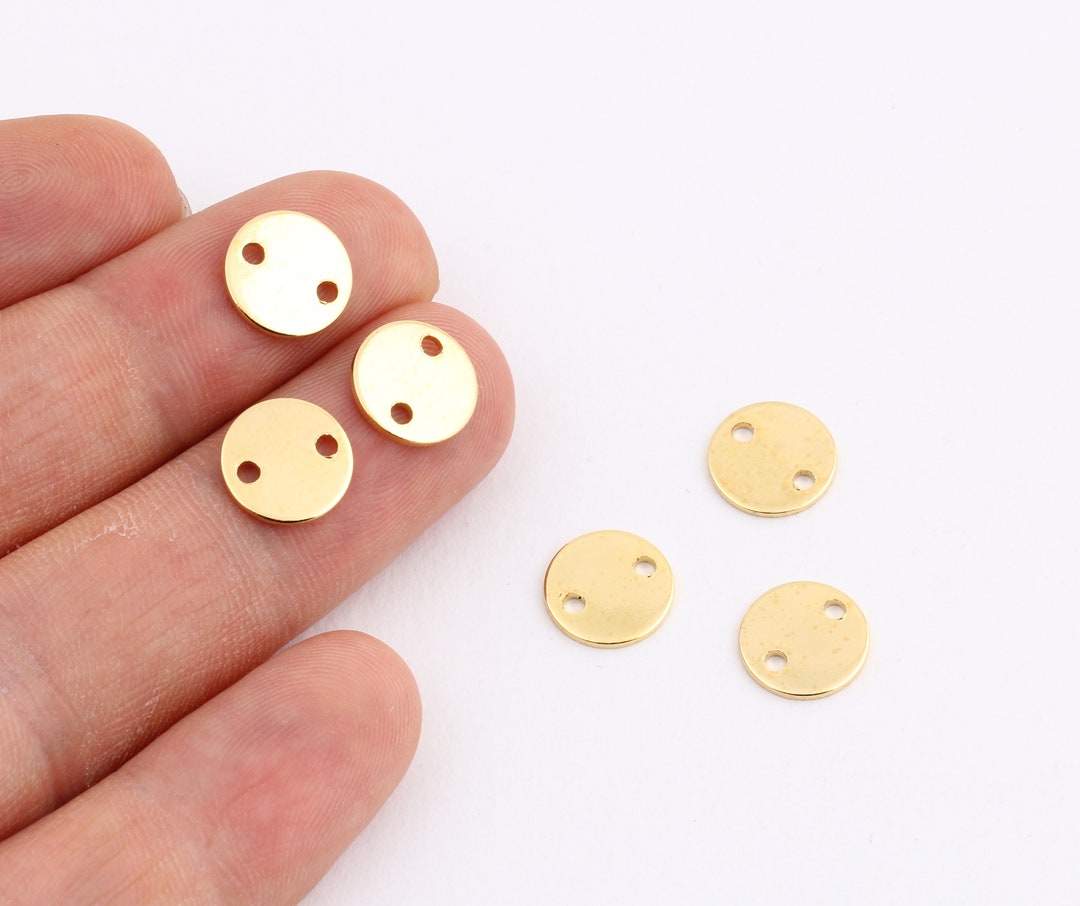 Two Holes Disc ,10mm 24k Shiny Gold Disc, Stamped Disc, Coins,stamp ...