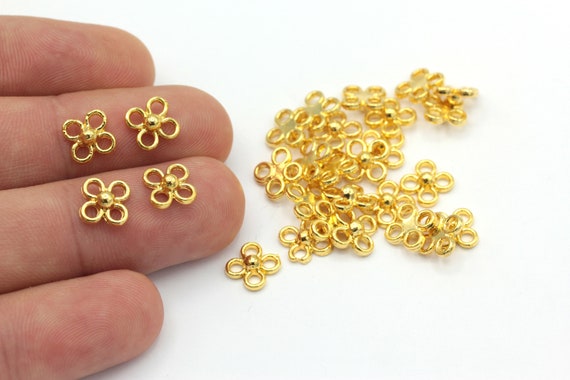 10 Pcs 24k Shiny Gold Plated Connector Tiny Charms Round | Etsy