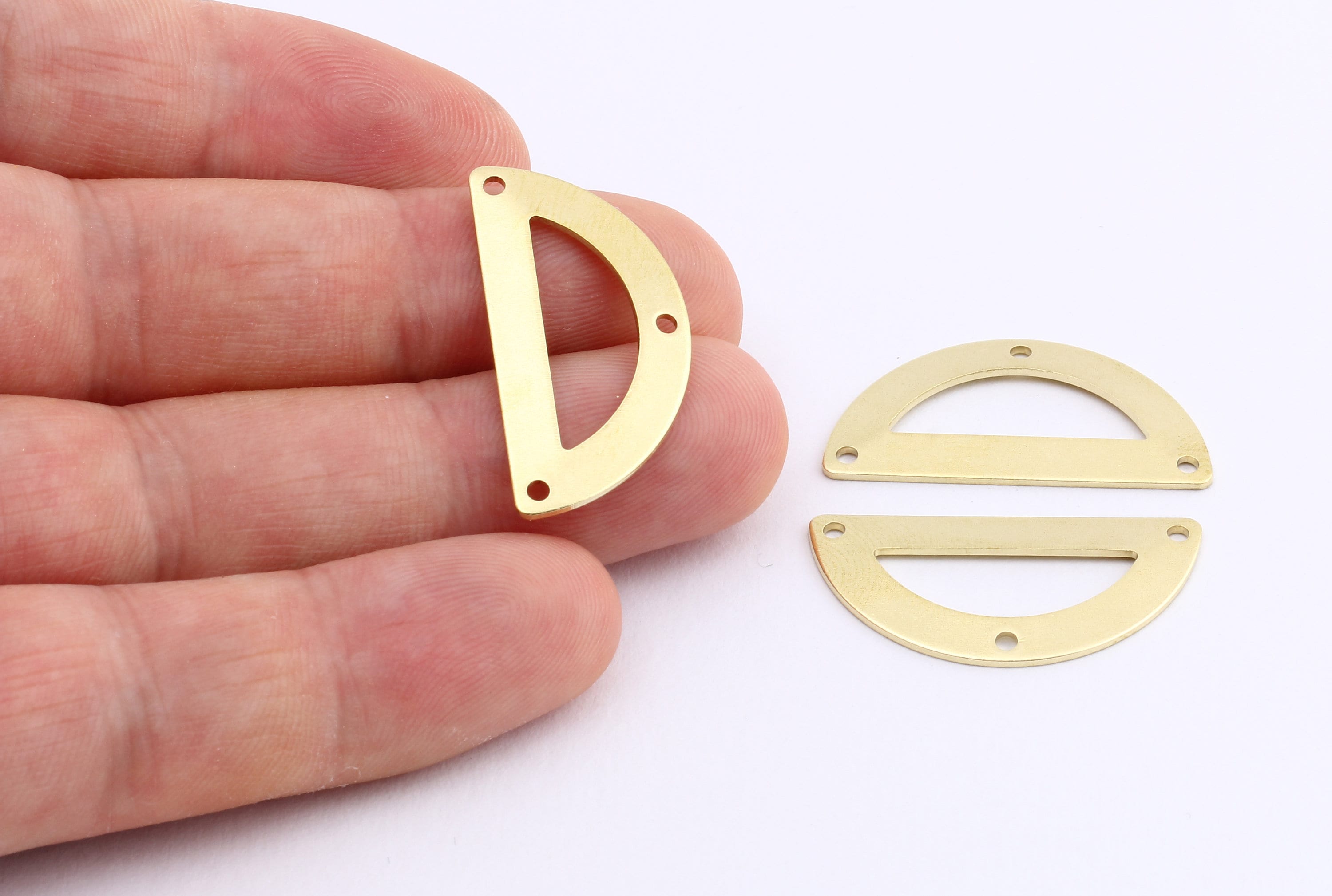 Half Moon Charm, 12 Raw Brass Semi Circle Blanks With 2 Holes 1,5x30 Mm ...