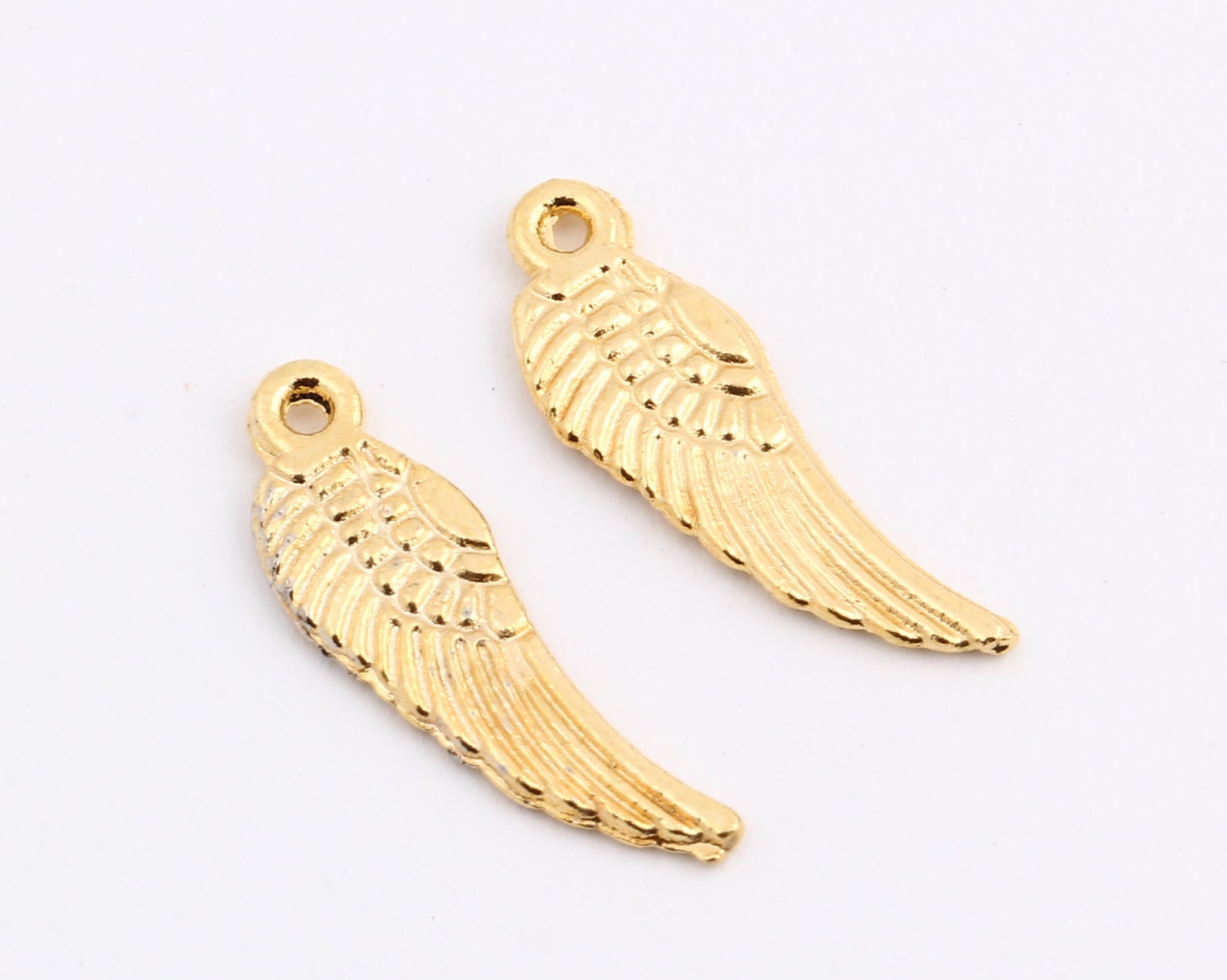 Gold Wing Charms 6 Pcs 24k Shiny Gold Plated Wing Pendant - Etsy
