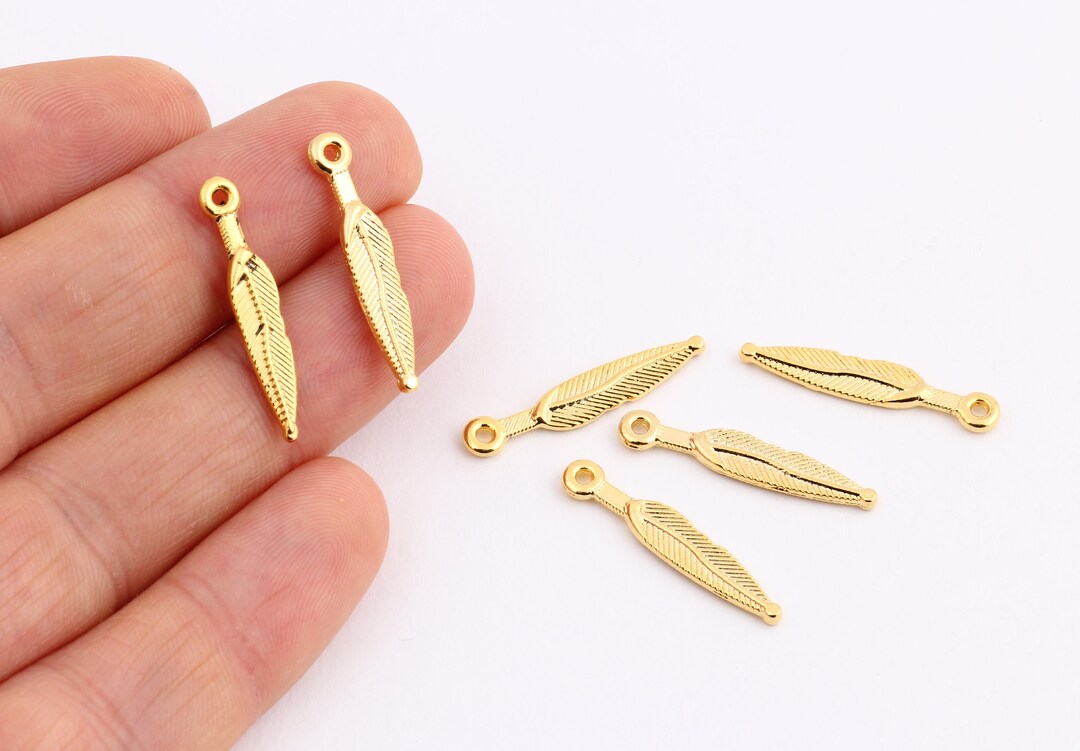 Gold Leaf Charm , 5 Pcs 24k Shiny Gold Plated Leaf Charms , Gold Plated ...