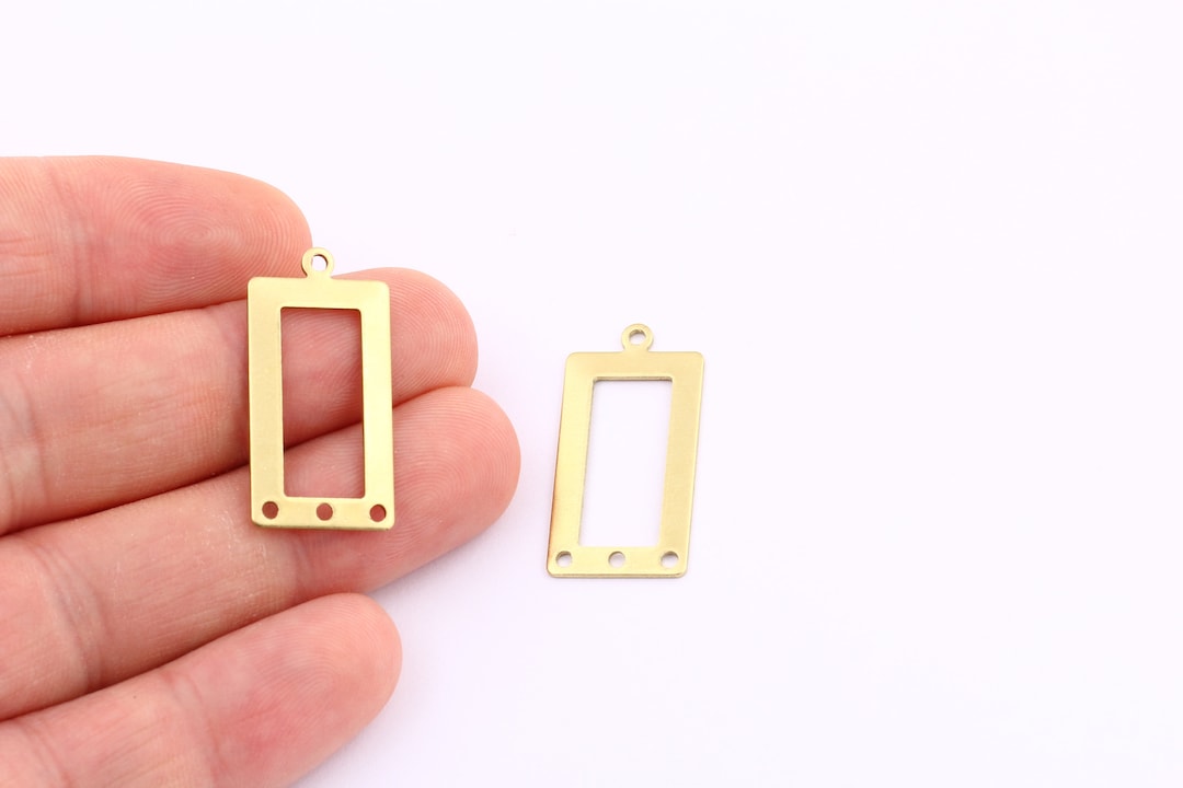 6 Pcs Raw Brass Geometric Tag , Personalized Tag , 3 Hole Blanks , Raw ...