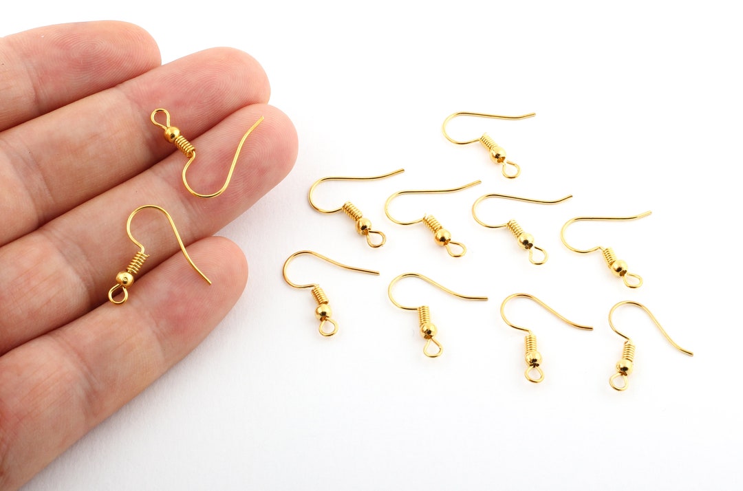 24 Pcs 24k Gold Plated Earrings Findings, Ear Wires , Gold Plated ...