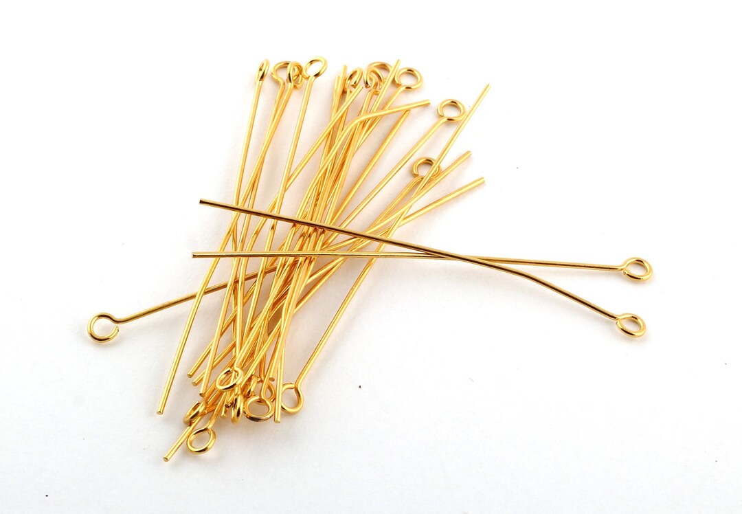 30 Pcs 085x60mm Eye Pins 24k Shiny Gold Plated Gold Plated - Etsy