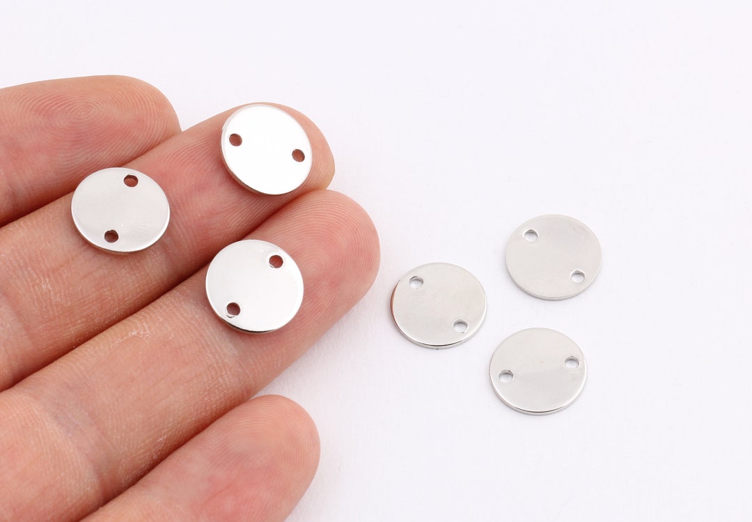 Silver Disc,12mm Silver Plated Disc, Stamped Disc, Coins, Two Holes ...