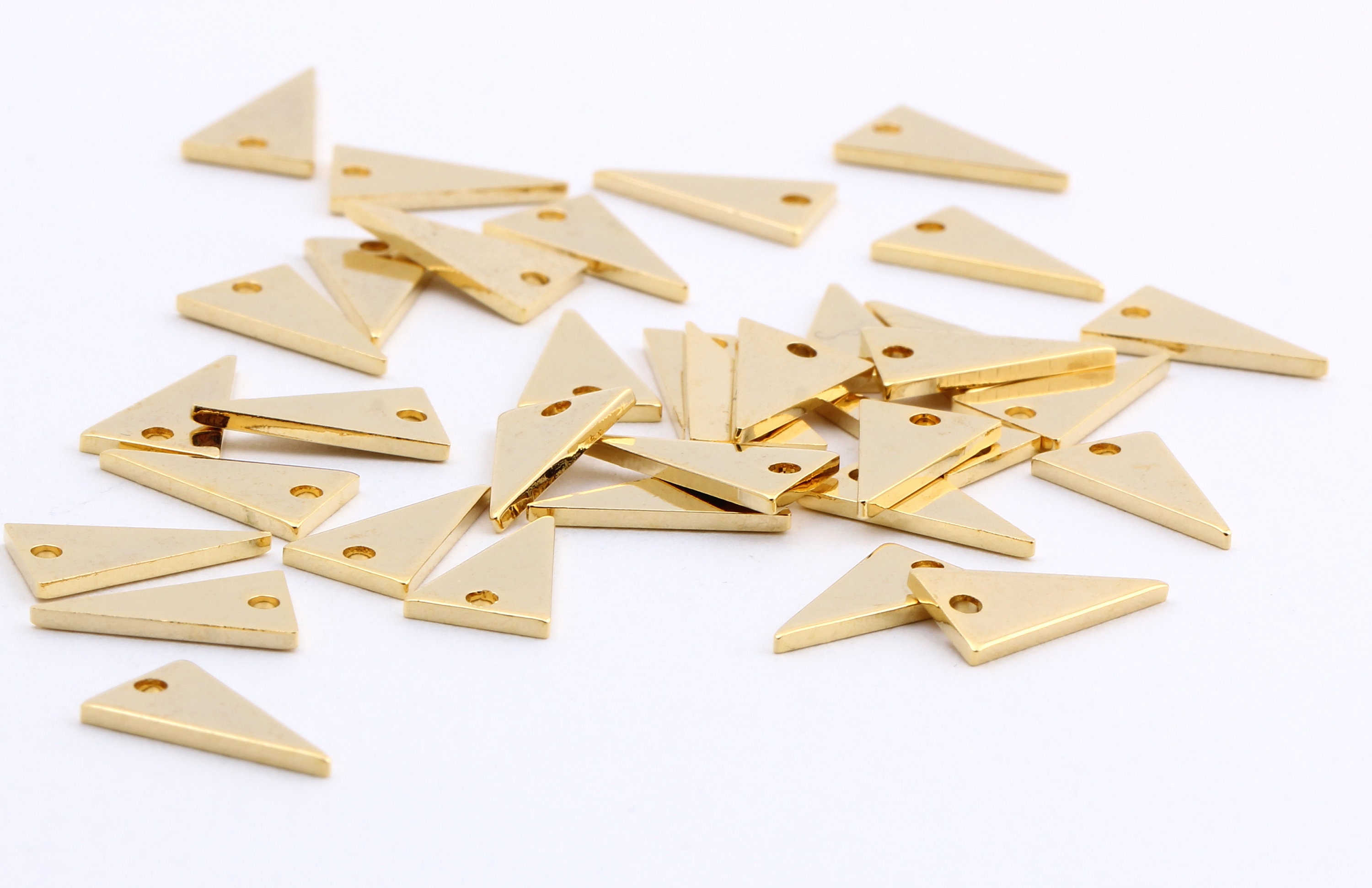 6 Pcs 24k Gold Plated Triangle Charms Tiny Necklace Triangle | Etsy