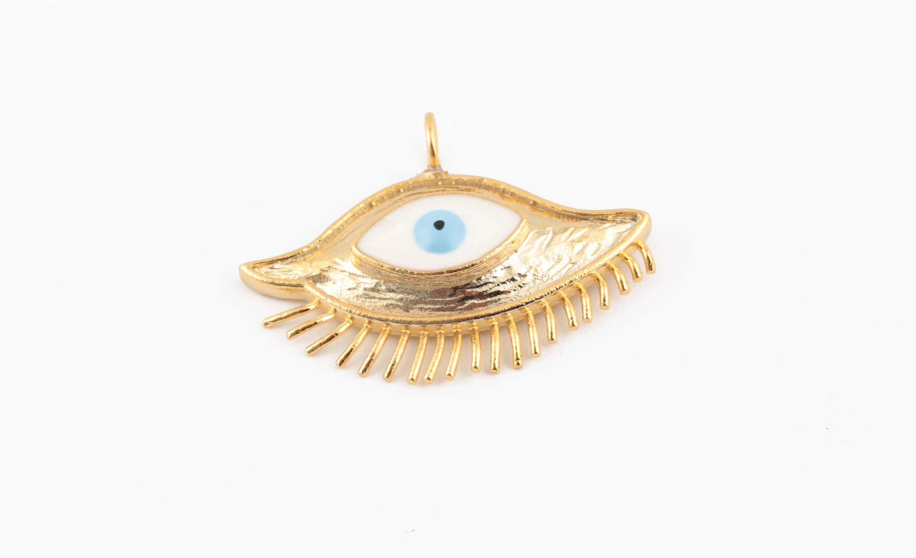 24k Shiny Gold Plated Evil Eye Medallion , Eye Necklace, Evil Eye ...