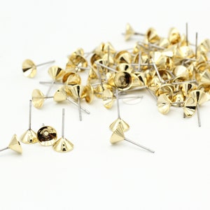 10 Pairs Stainless Steel Earring Posts, 24k Gold Ball Ear Pad, Gold ...