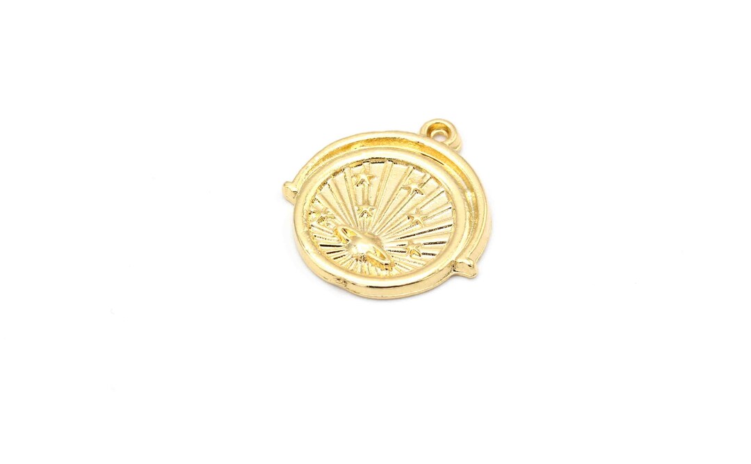 24k Shiny Gold Plated Medallion Charms , Anthem Charms, Medallion ...