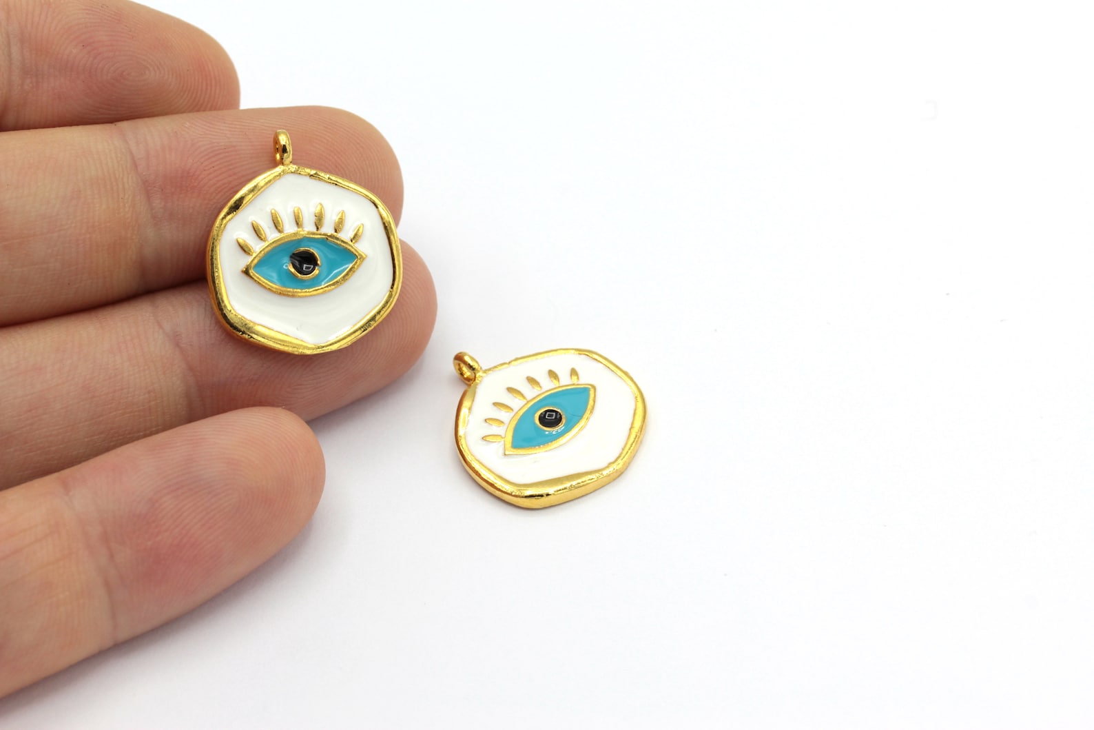24k Shiny Gold Plated Evil Eye Evil Eye Pendant With - Etsy