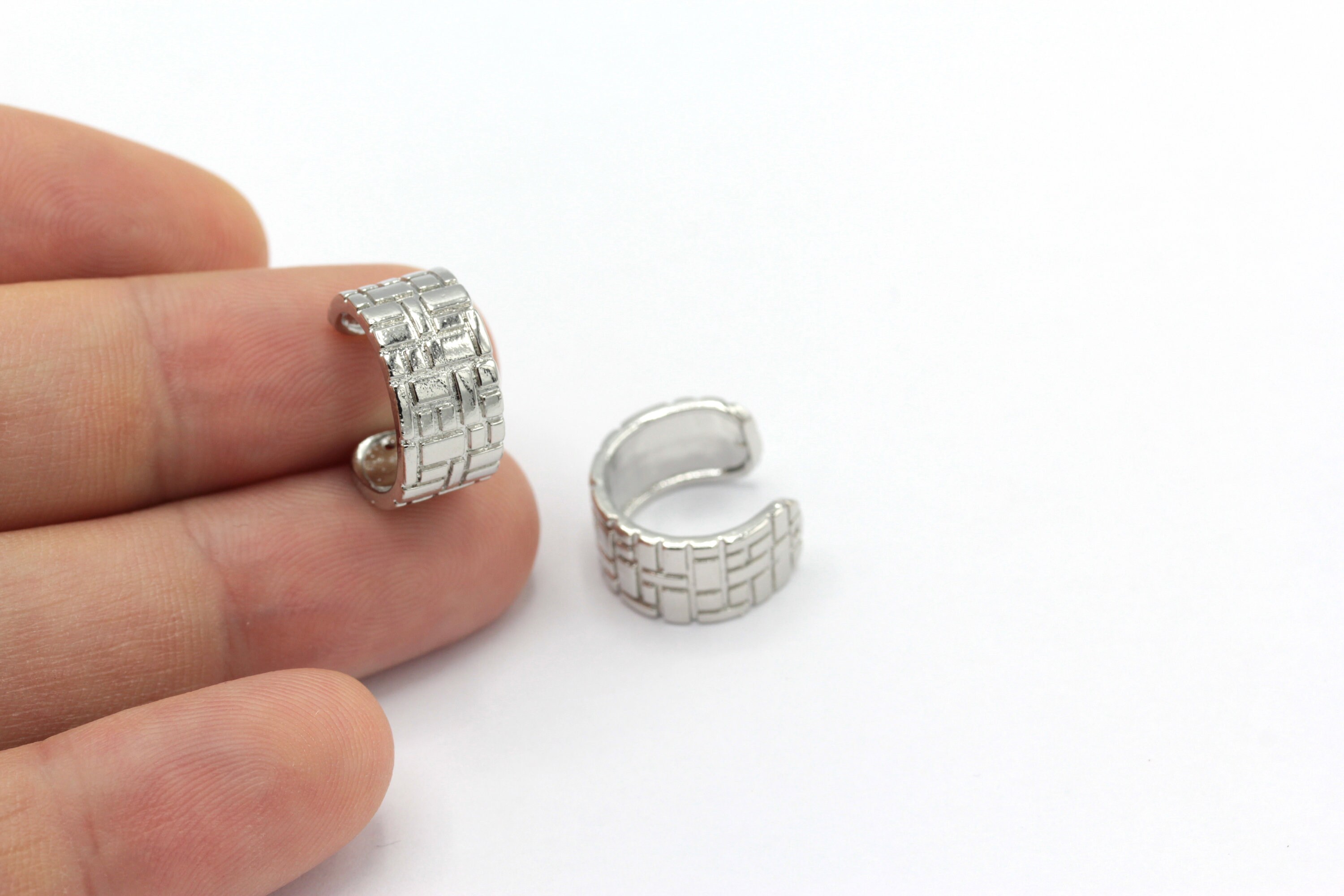1 Pcs Silver Plated Cuffs, Brick Pattern Ear Cuff, Dainty Ear Cuff ...