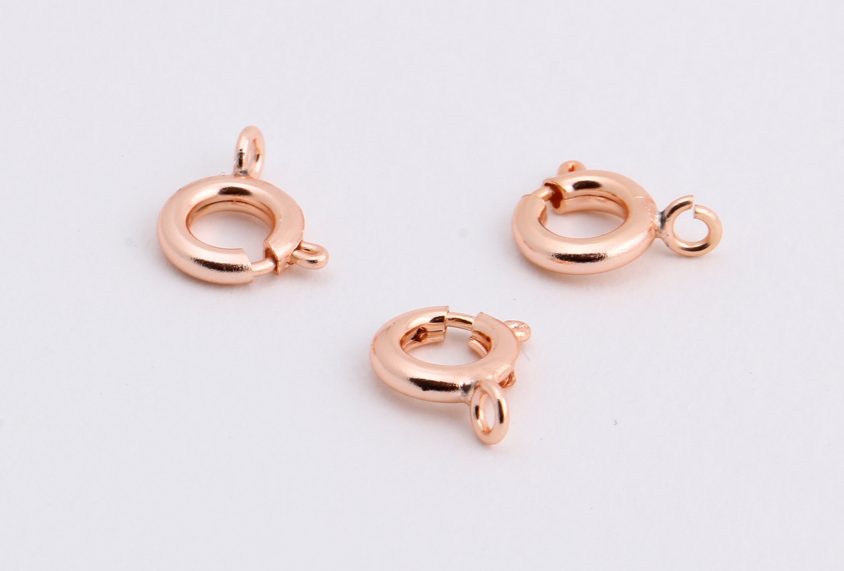 12 Pcs Rose Gold Plated Round Spring Clasp brass Round Clasp - Etsy