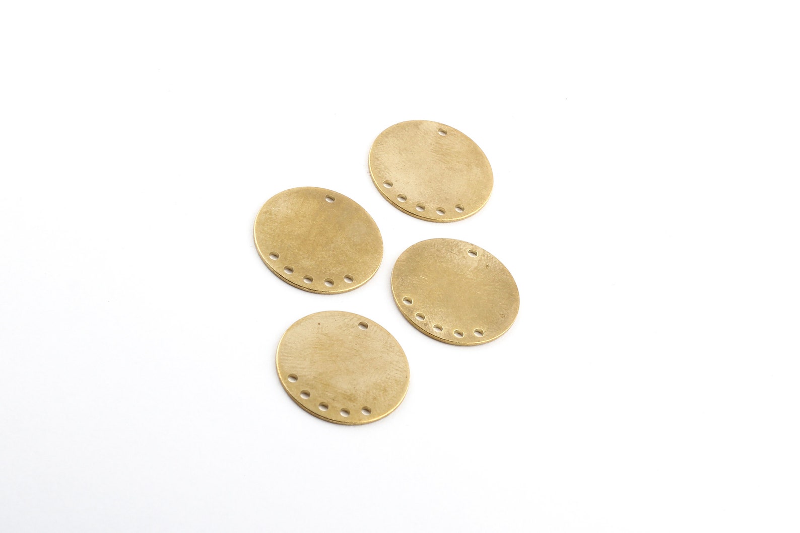 12 Pcs Raw Brass Disc , Round Coins , 6 Hole Disc , Stamping Blank, DS ...