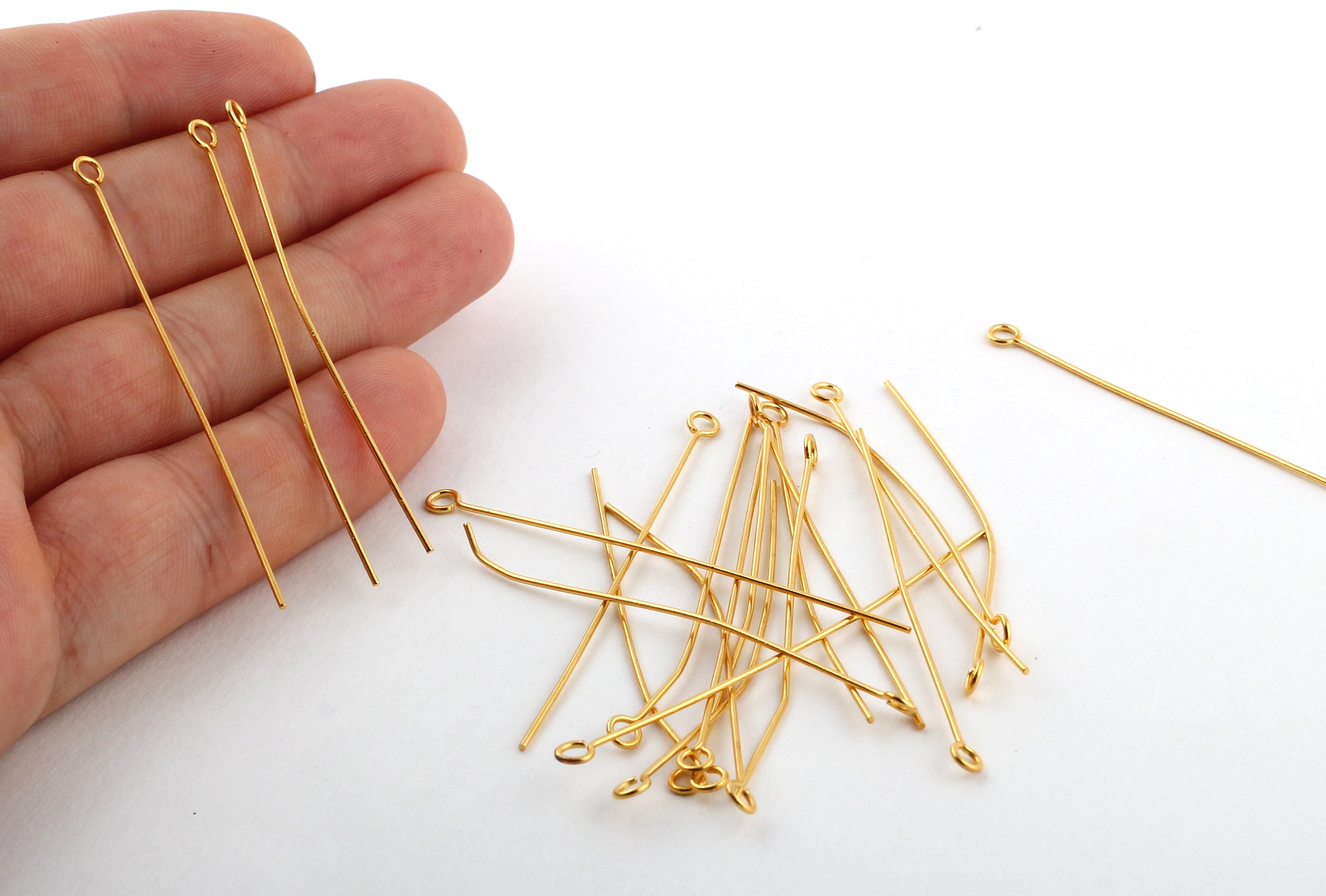 30 Pcs 085x60mm Eye Pins 24k Shiny Gold Plated Gold Plated - Etsy