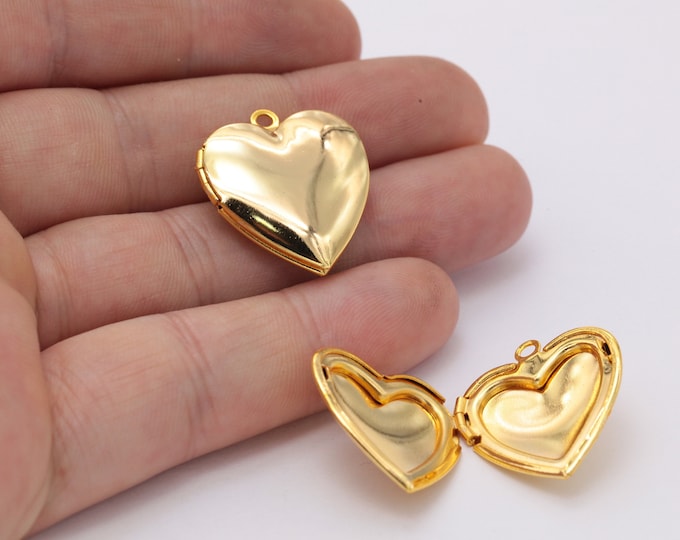 Gold Decorative Heart Locket Pendant, 24k Gold Plated Love Heart ...
